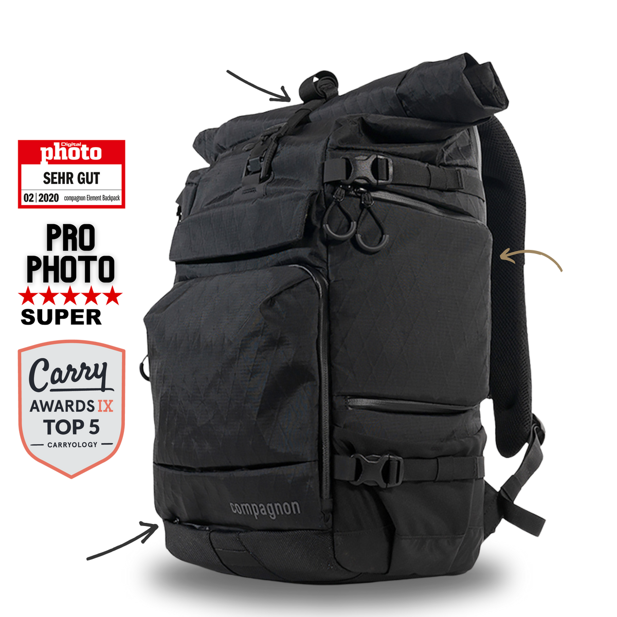 Element Backpack 30L in Volcano Black | Lightweight & Robust for ...